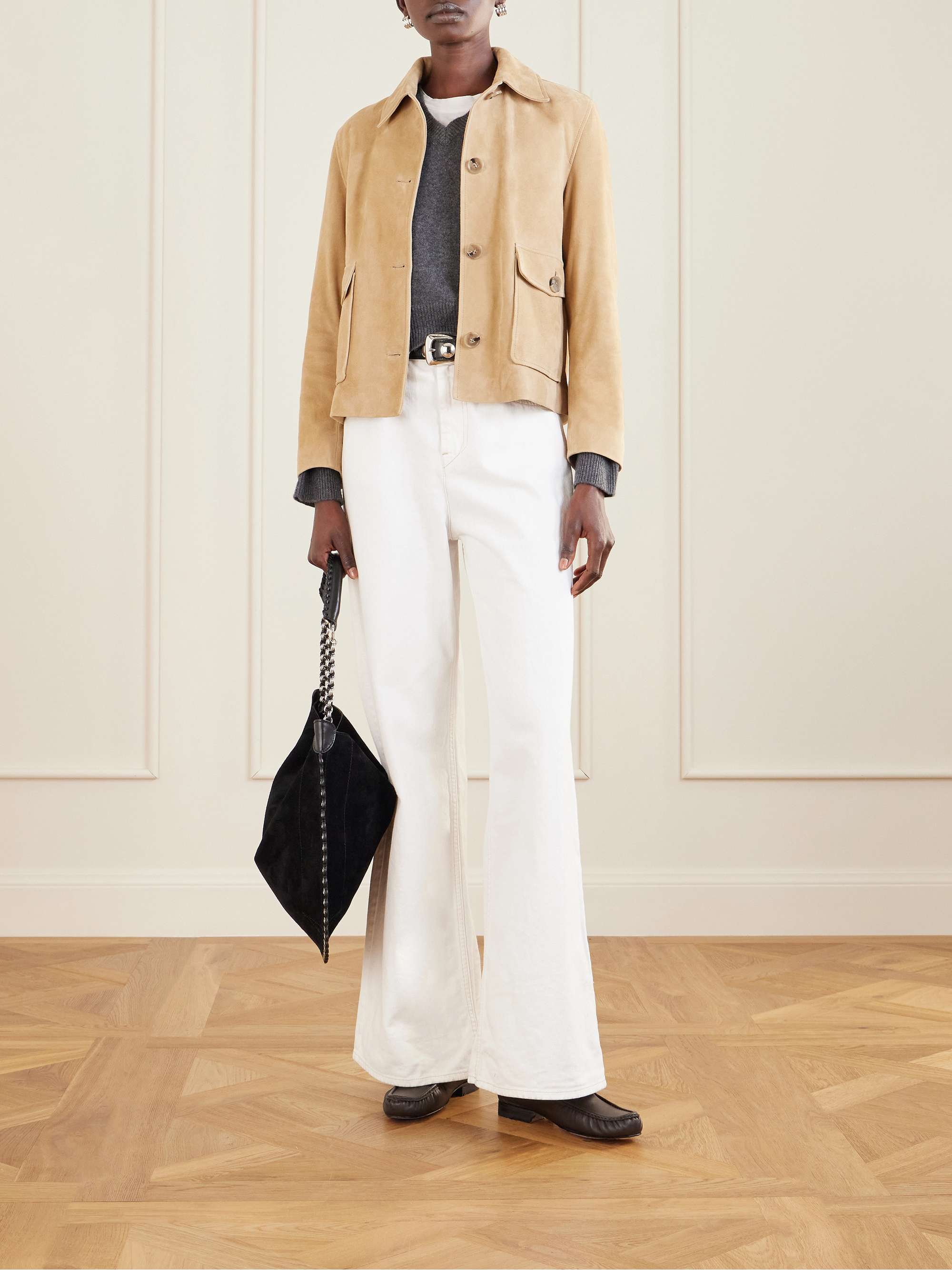 MARANT ÉTOILE Oskan eyelet-embellished suede shoulder bag | NET-A-PORTER