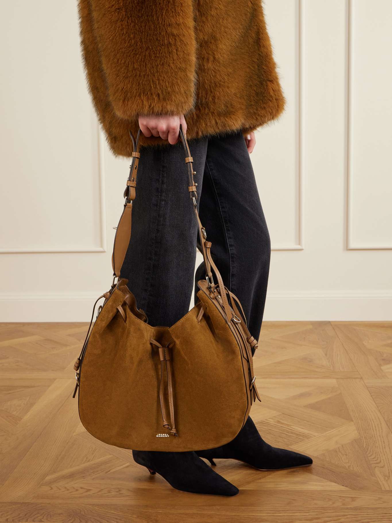 ISABEL MARANT Bolton leather-trimmed suede shoulder bag | NET-A-PORTER
