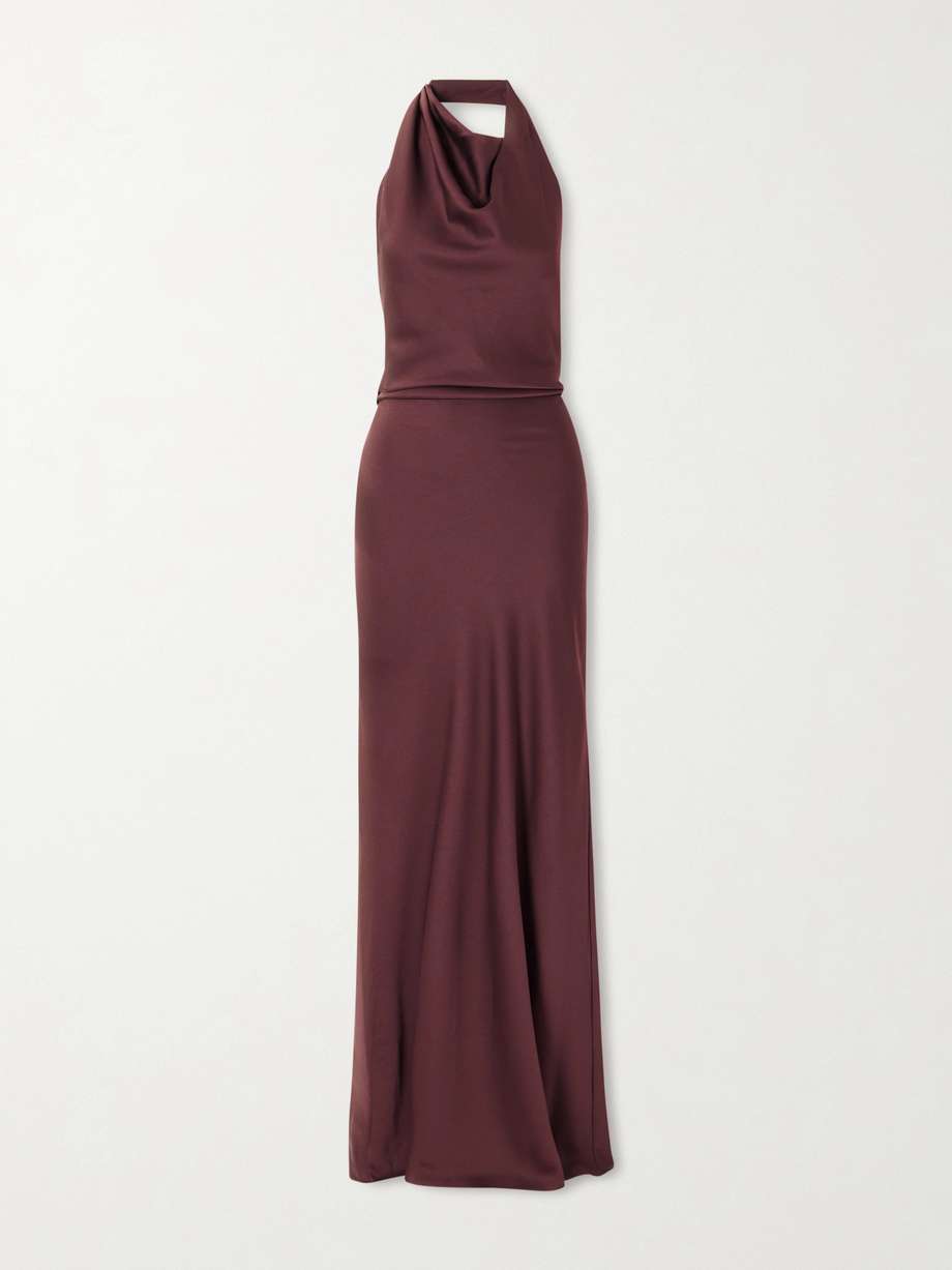 SIMKHAI Reannon draped satin halterneck gown | NET-A-PORTER