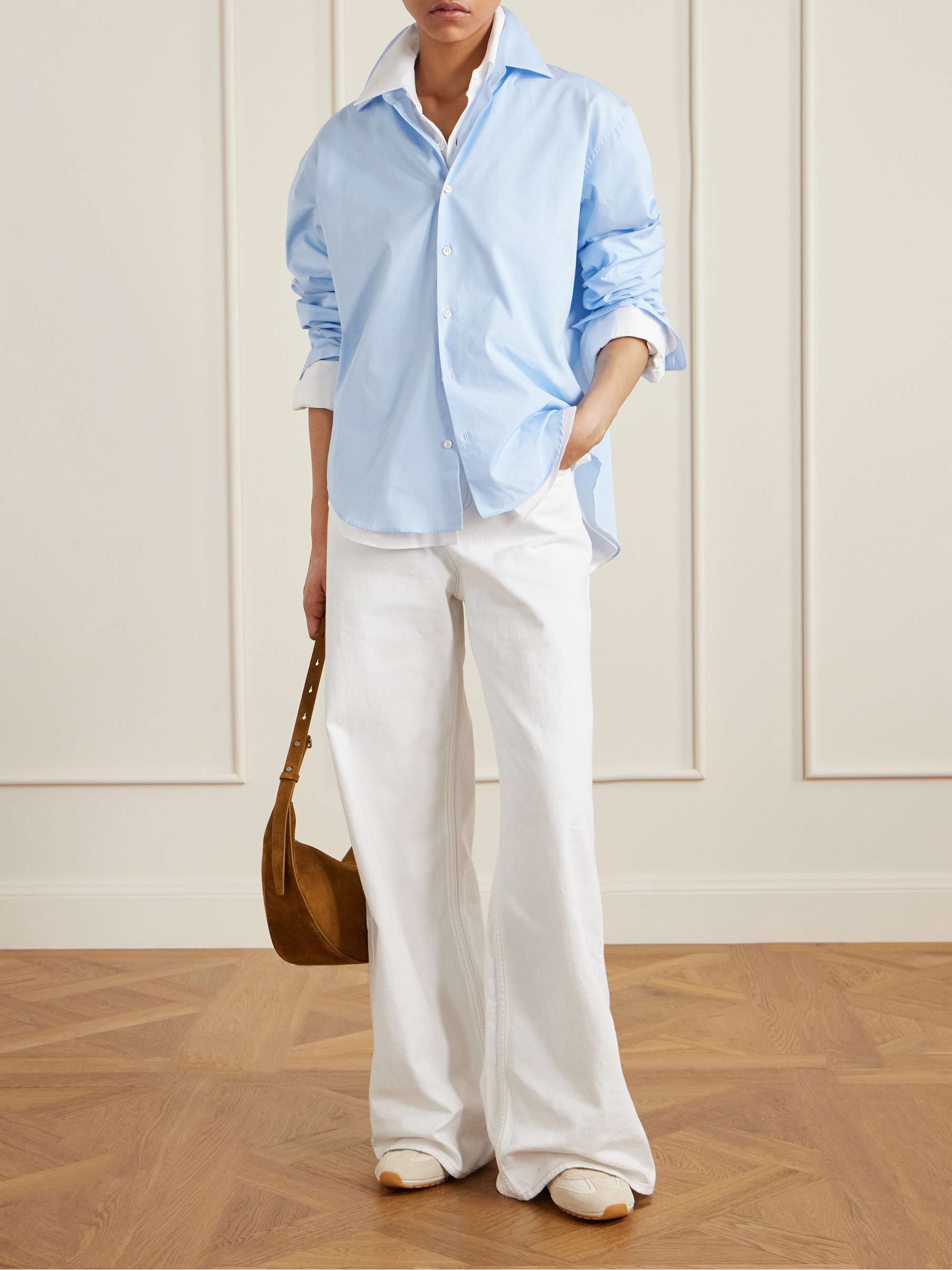 TORY BURCH Field leather, mesh and suede sneakers | NET-A-PORTER