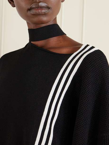 ADIDAS ORIGINALS + Y-3 tie-detailed striped knitted top | NET-A-PORTER
