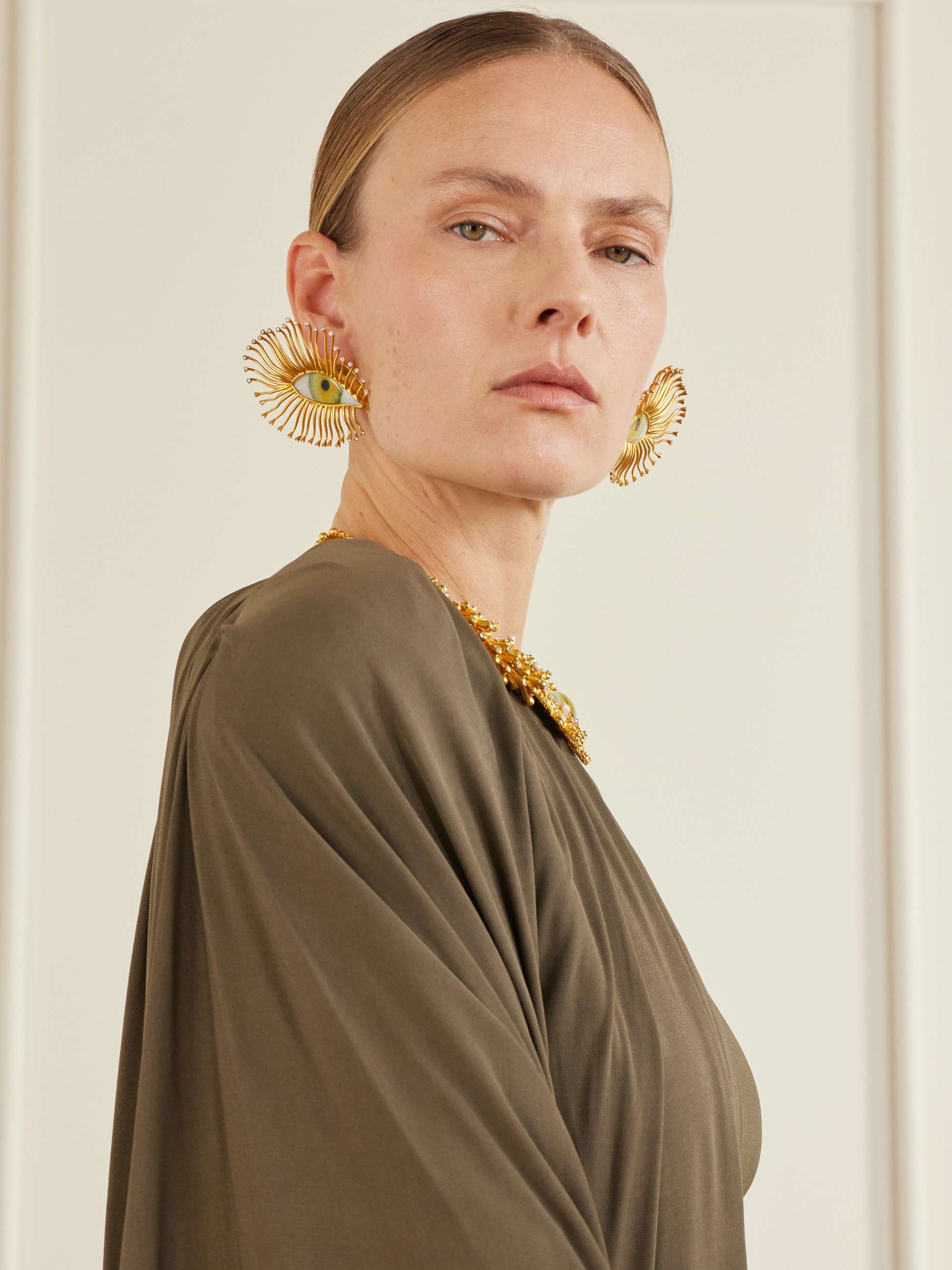 SCHIAPARELLI Gold-tone crystal and resin earrings | NET-A-PORTER