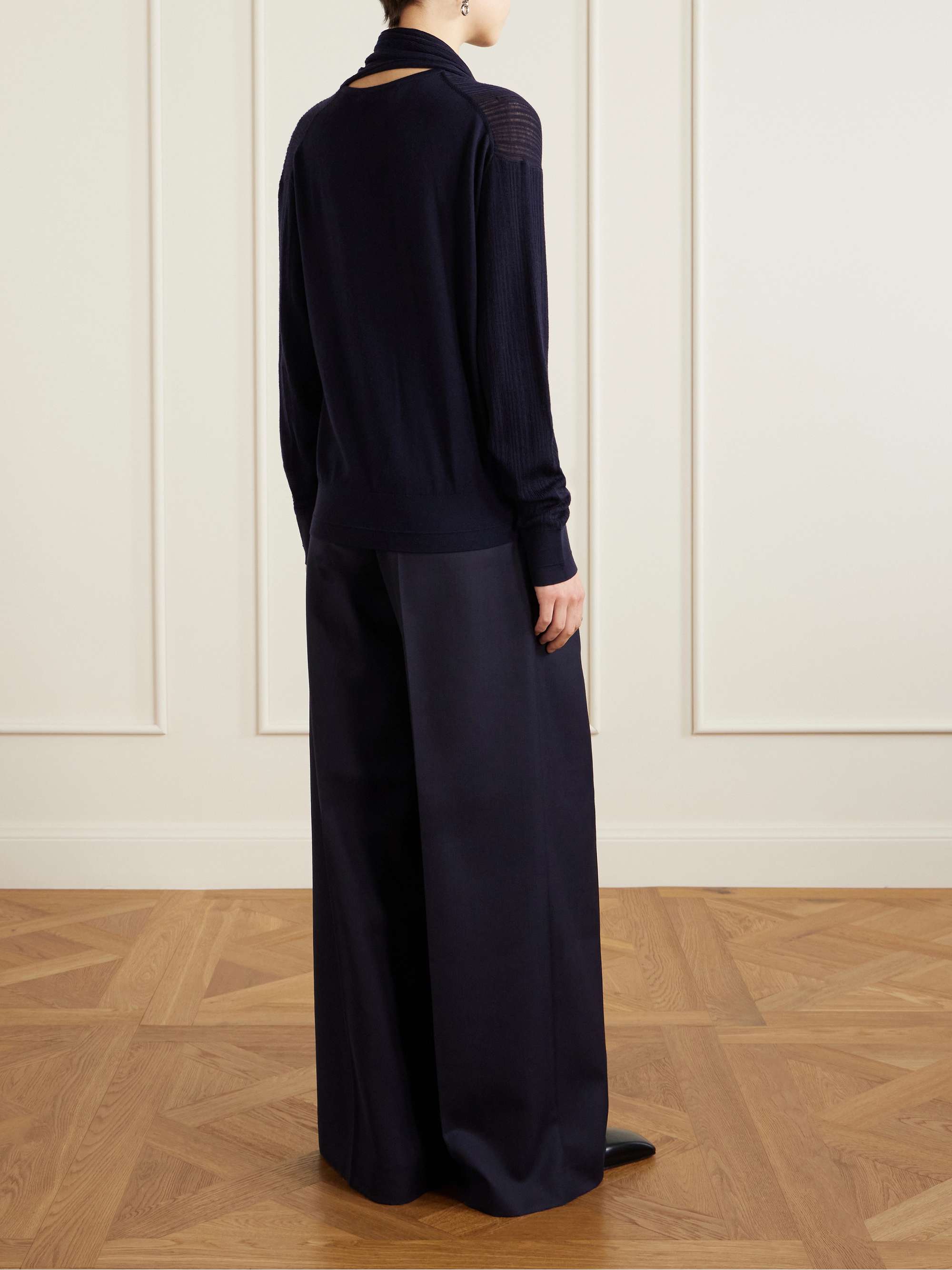 Pull en laine mérinos côtelée à écharpe MARIA MCMANUS pour femme | NET ...