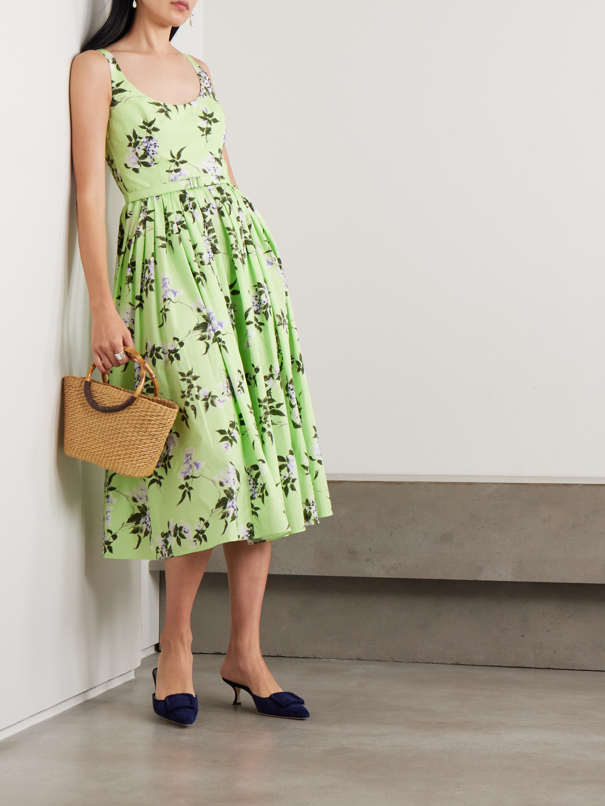 Emilia Wickstead Eglantine Belted Gathered Floral-print Cotton-poplin ...