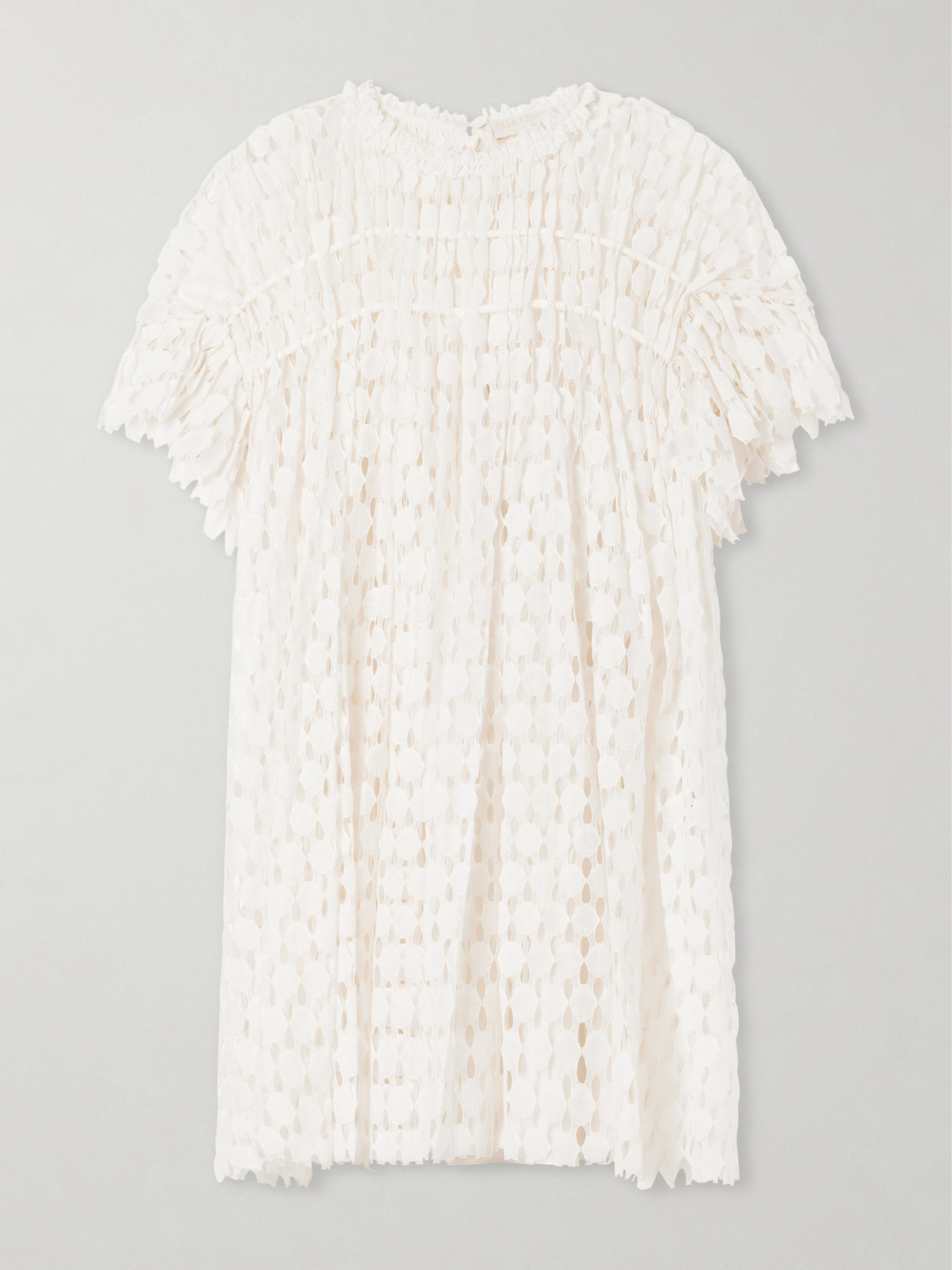 Ulla Johnson Layla Lace Cotton-blend Mini Dress In Neutral | ModeSens