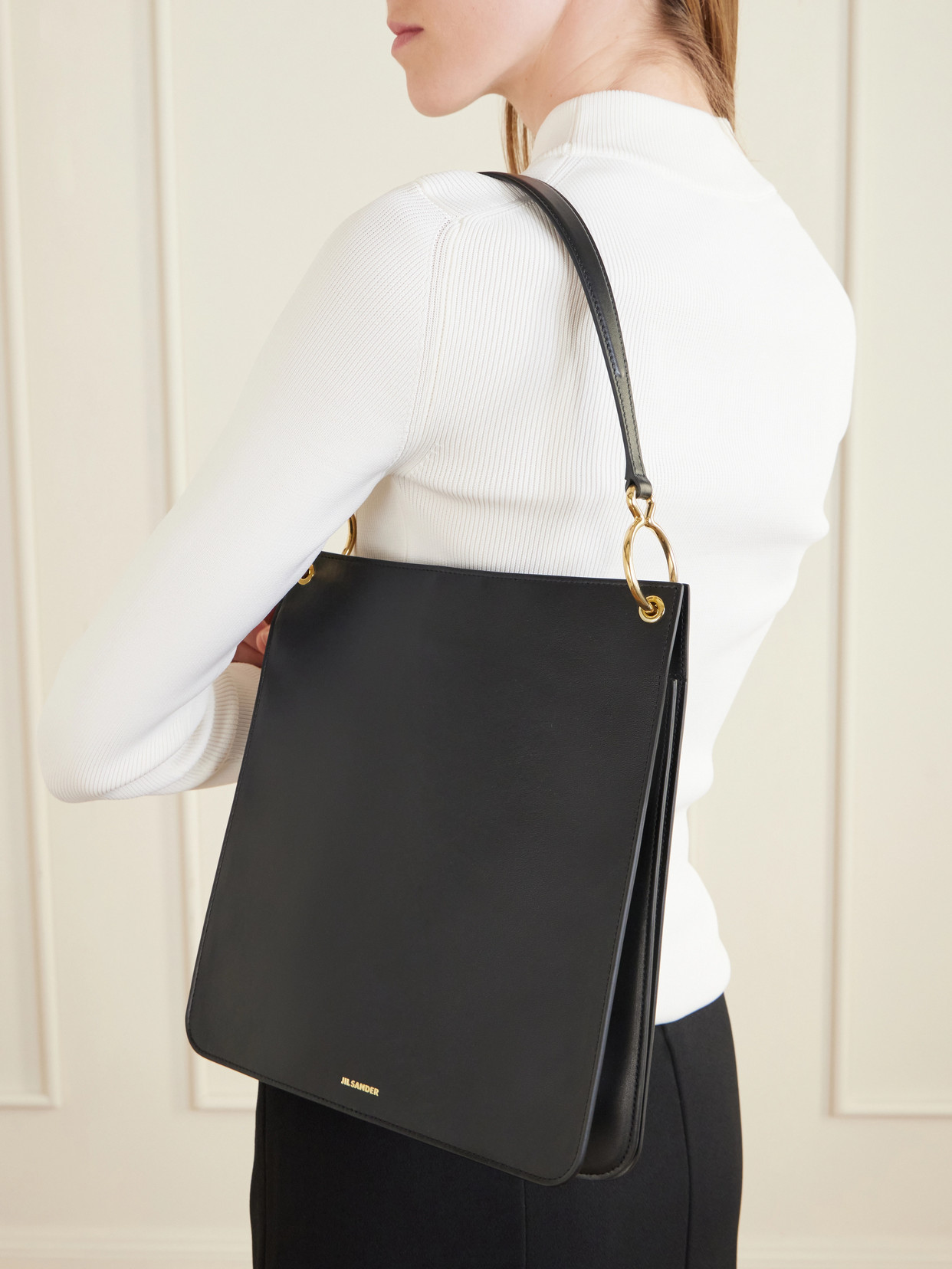 Jil Sander Logo-detailed Shoulder Bag In Black | ModeSens