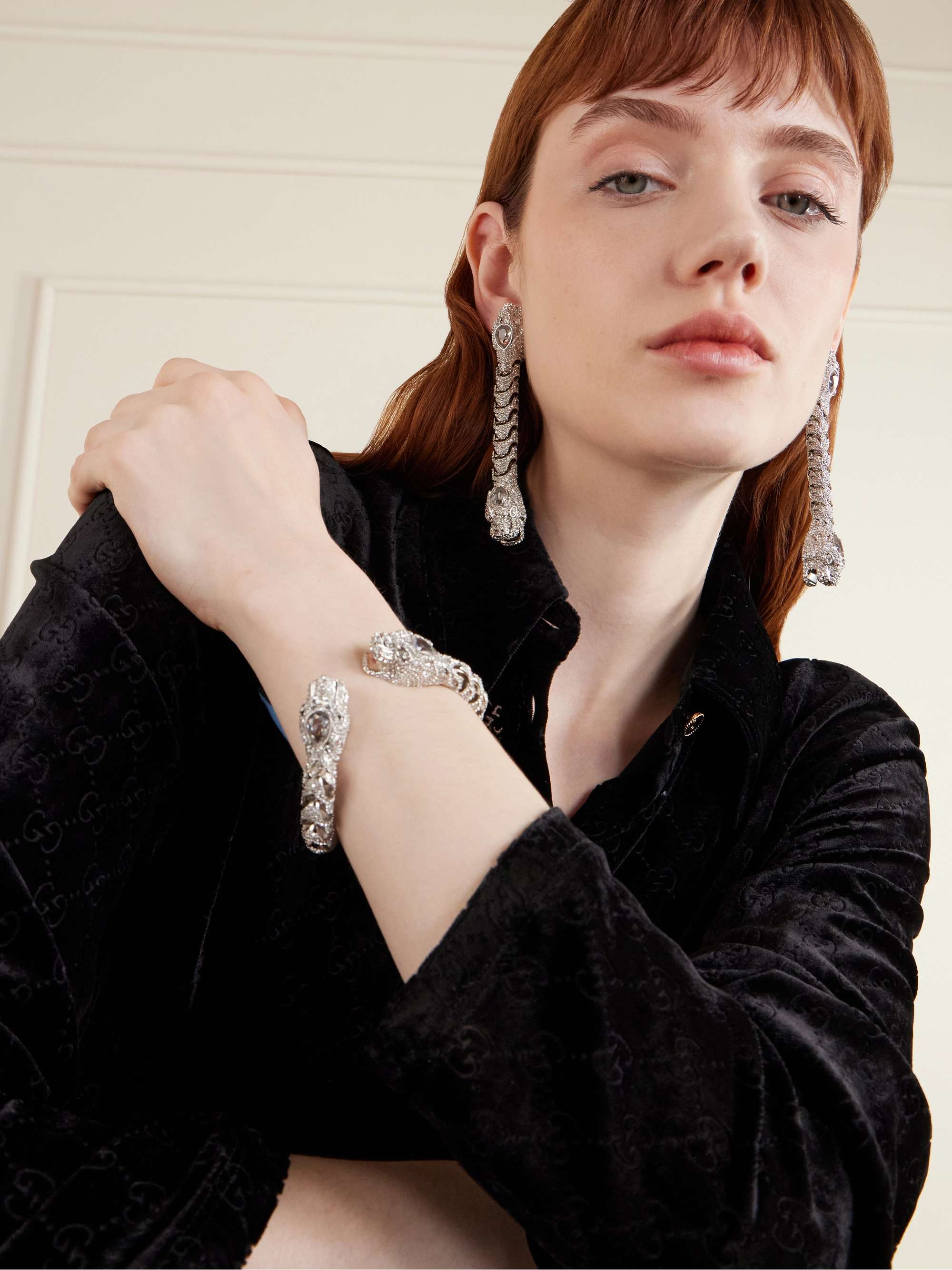 GUCCI Dionysus silver-tone and crystal cuff | NET-A-PORTER