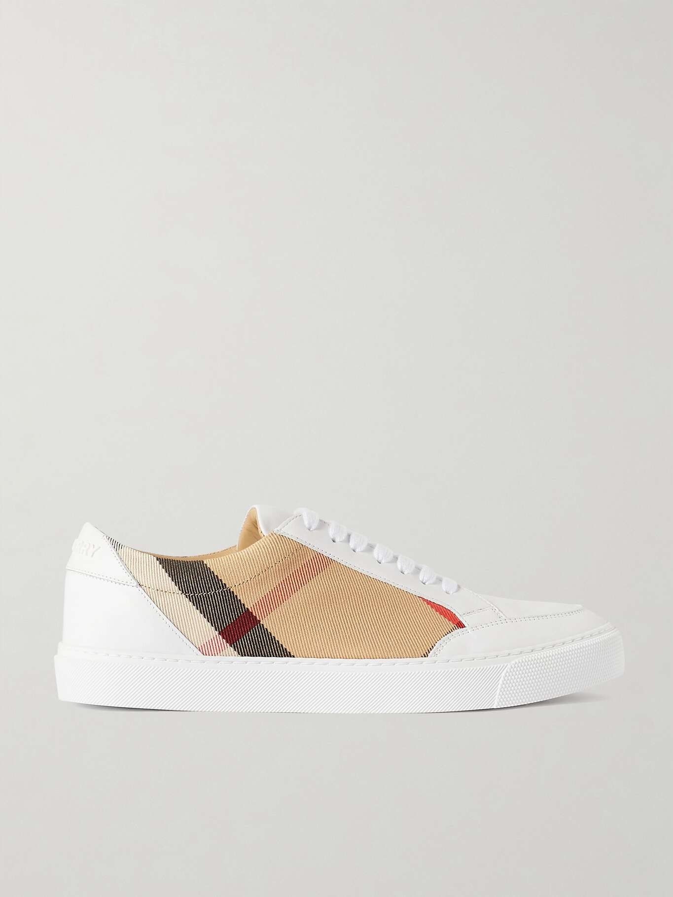 Checked canvas and leather sneakers | NET-A-PORTER