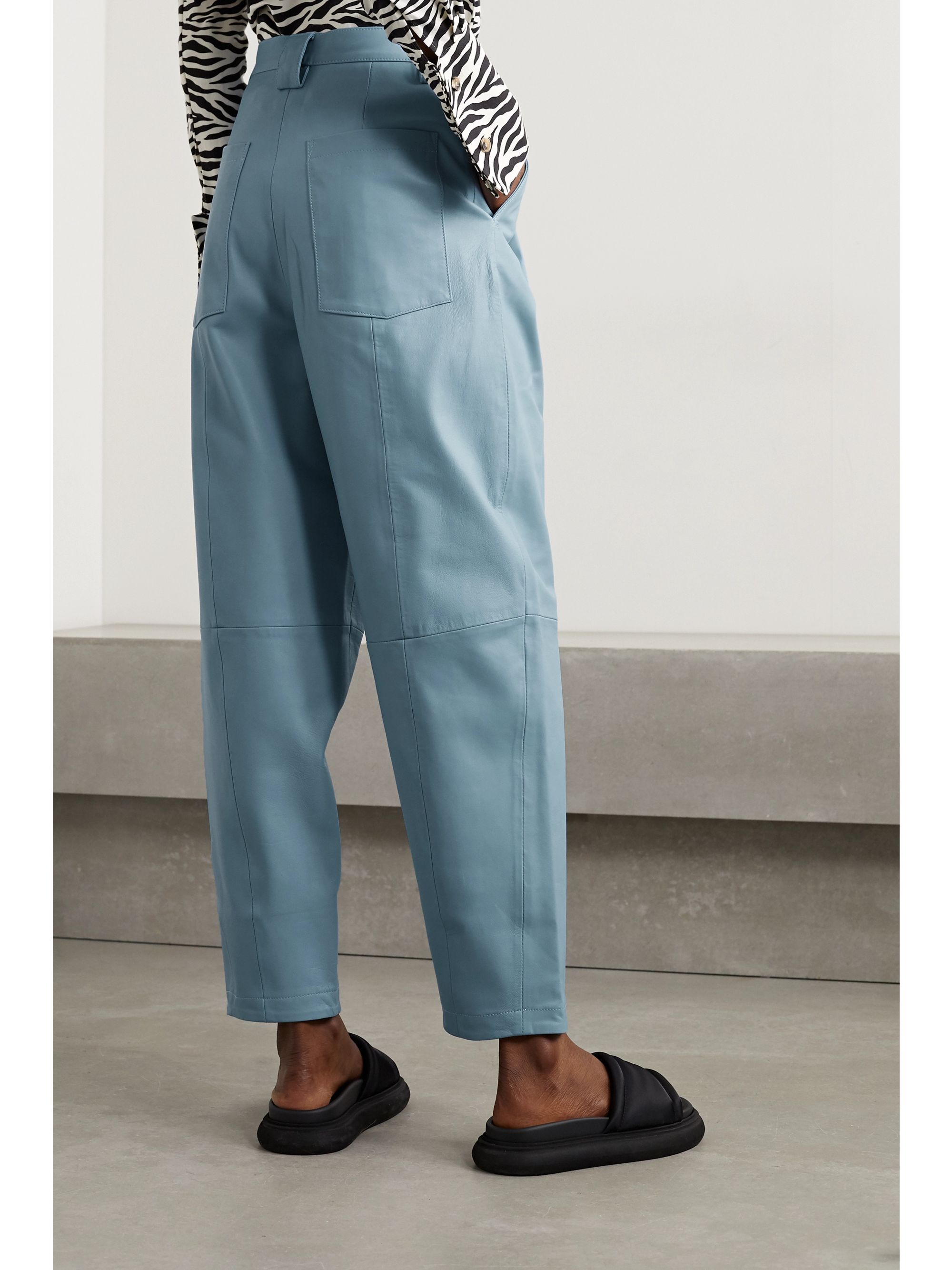 Light blue Cleo pleated leather tapered pants | REMAIN BIRGER ...
