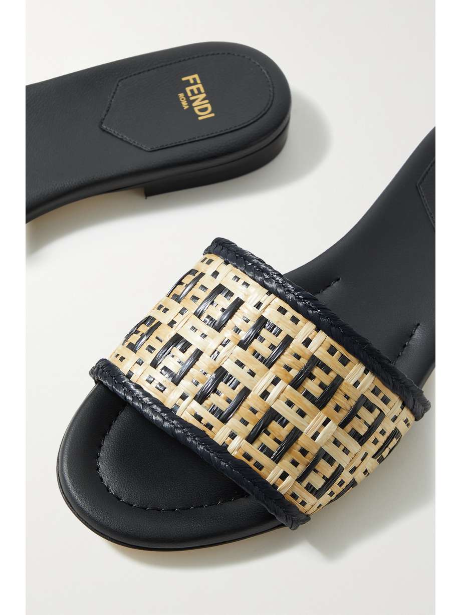 FENDI Woven raffia sandals | NET-A-PORTER