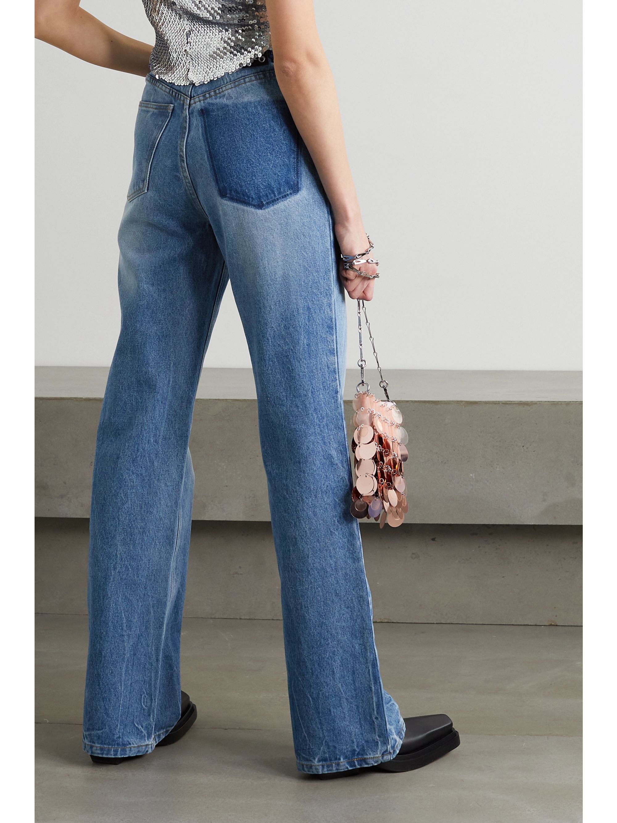 Blue High-rise straight-leg denim jeans | PACO RABANNE | NET-A-PORTER
