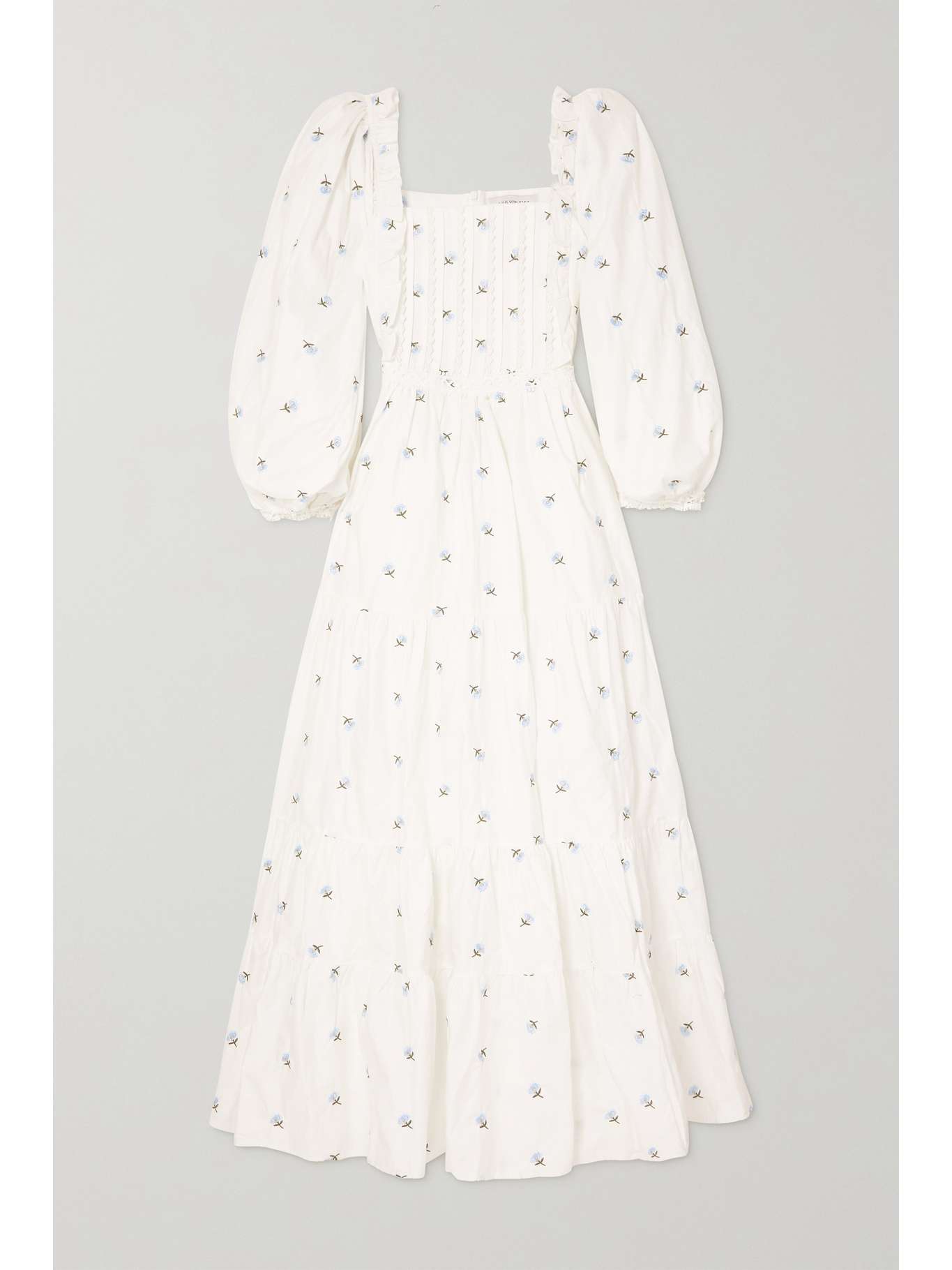 White Daphne tiered crocheted lace-trimmed embroidered cotton maxi ...