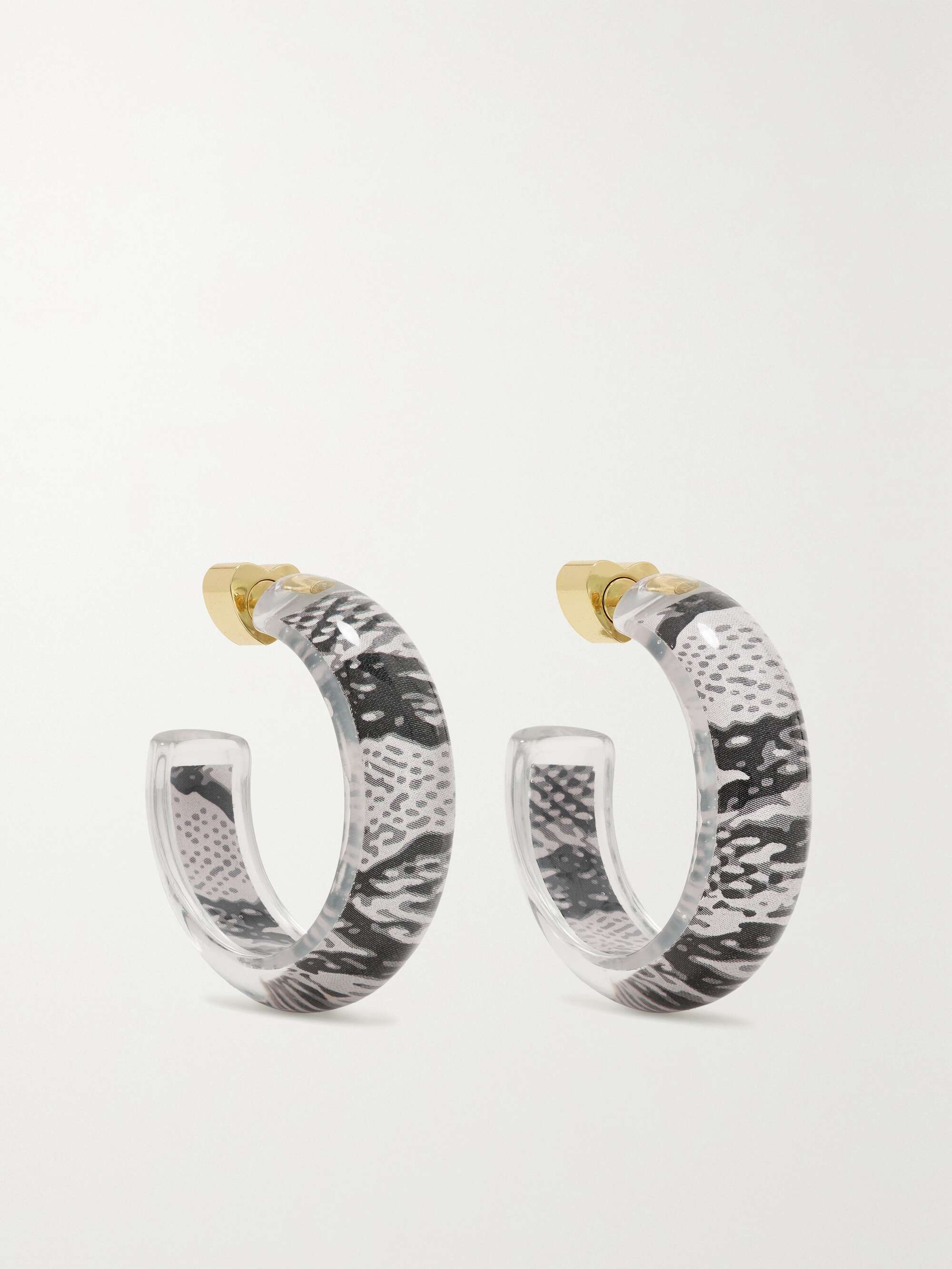 ALISON LOU Jelly Snake 14-karat gold, lucite and enamel hoop earrings ...