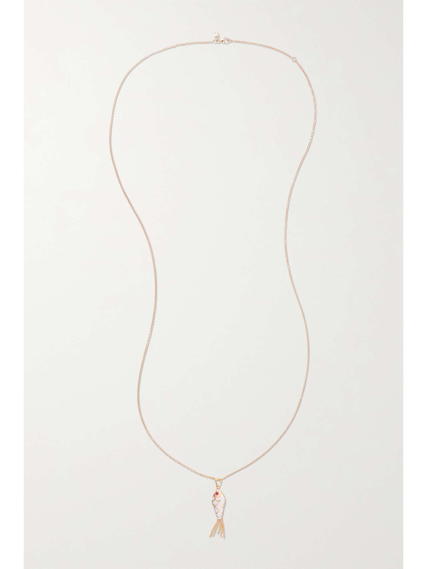 Rose gold Fish For Love 18-karat rose gold, enamel and ruby necklace ...