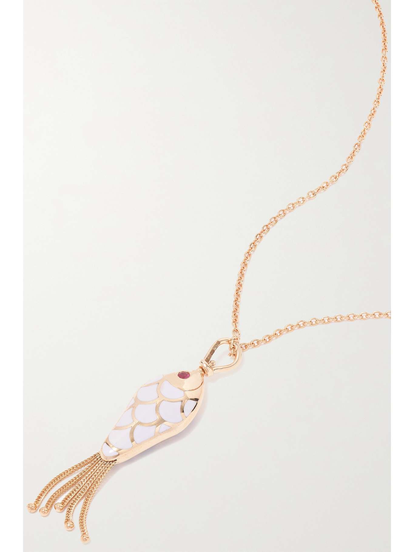 Rose gold Fish For Love 18-karat rose gold, enamel and ruby necklace ...