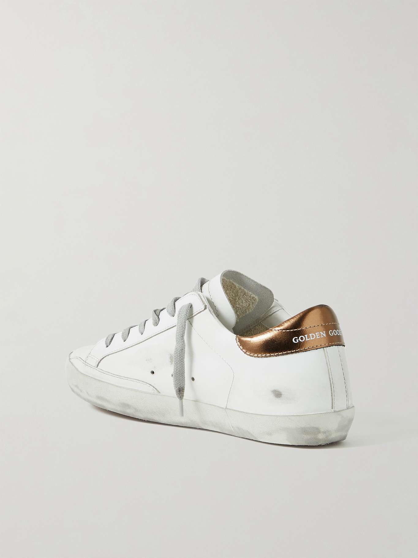 GOLDEN GOOSE Superstar distressed metallic leather sneakers | NET-A-PORTER