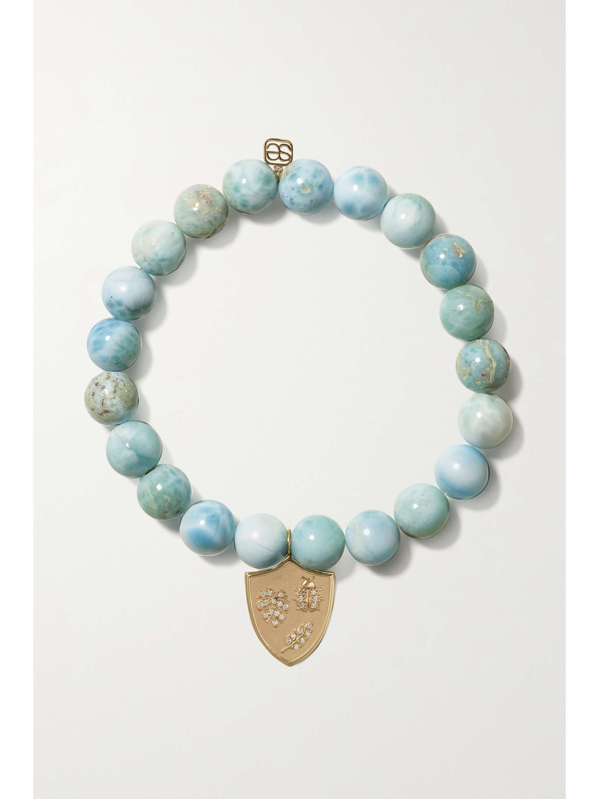 SYDNEY EVAN Ladybug Crest 14-karat gold, larimar and diamond bracelet ...