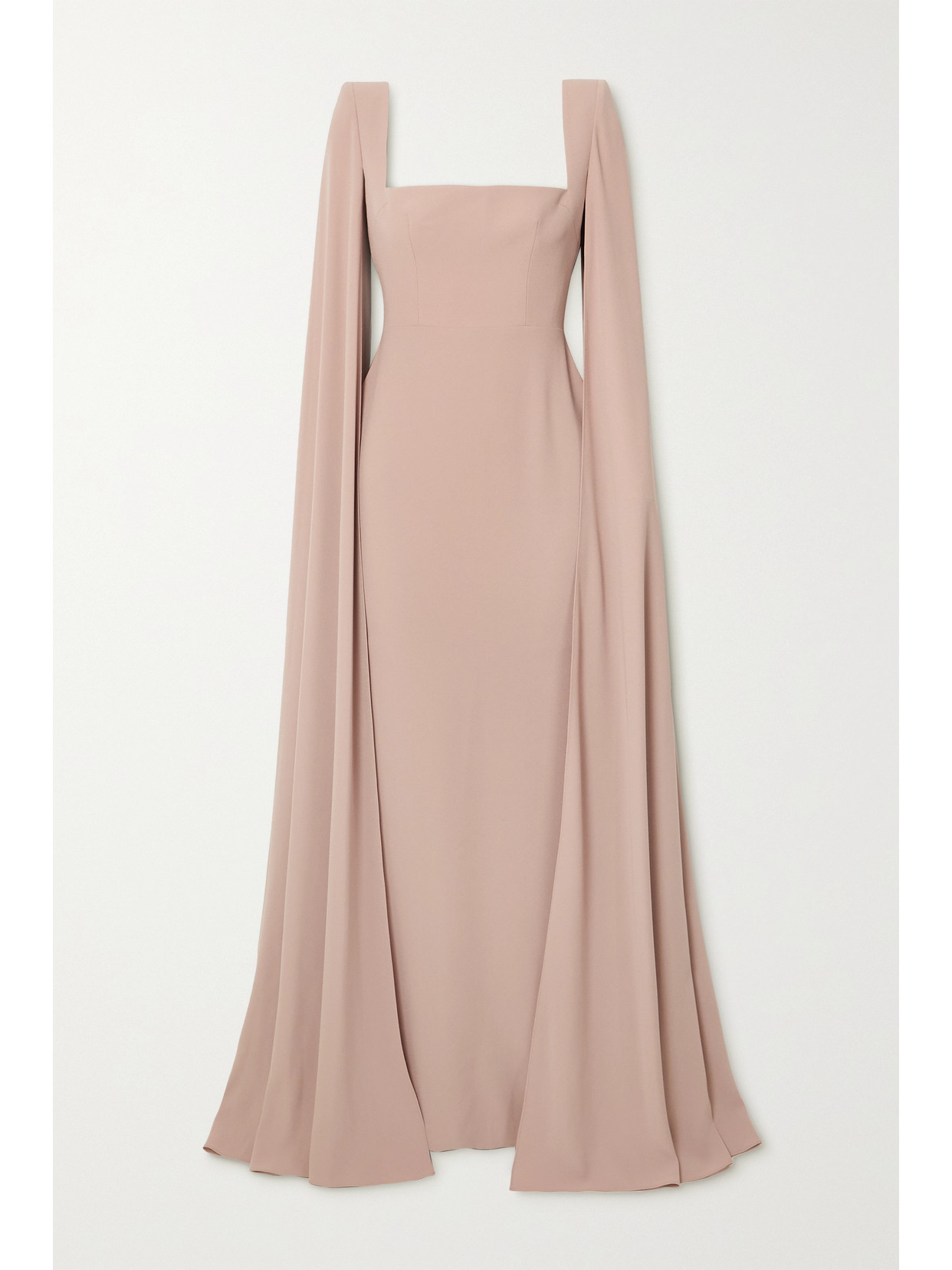 Alex Perry Auden Cape-effect Satin-crepe Gown In Beige | ModeSens