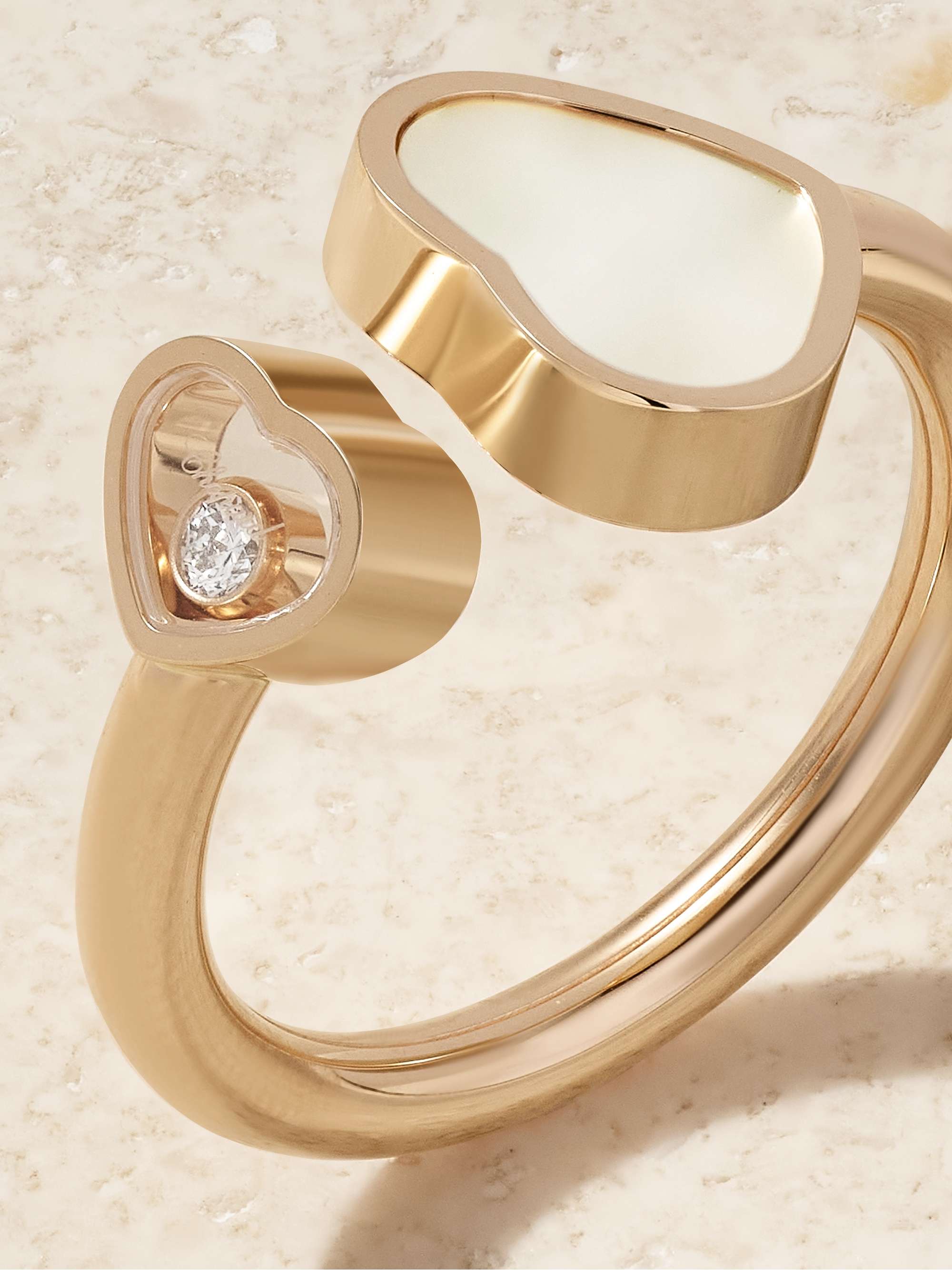 CHOPARD Happy Hearts 18-karat rose gold, diamond and mother-of-pearl ...