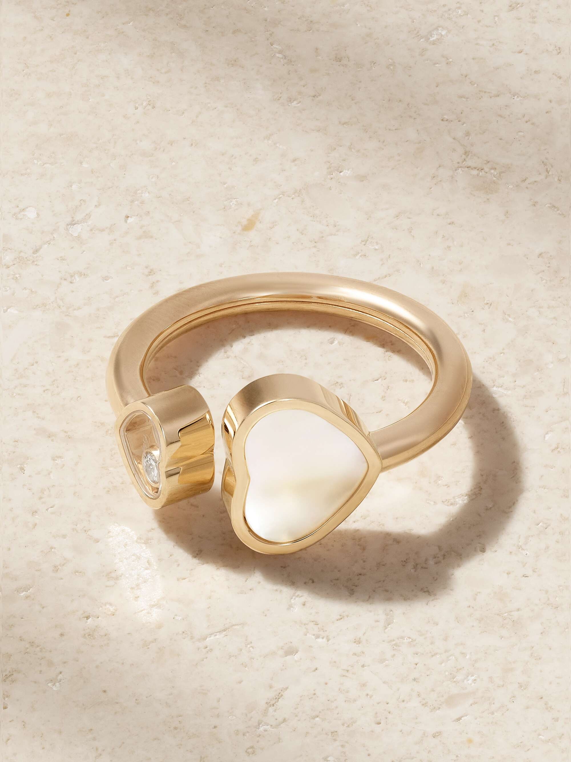 CHOPARD Happy Hearts 18-karat rose gold, diamond and mother-of-pearl ...