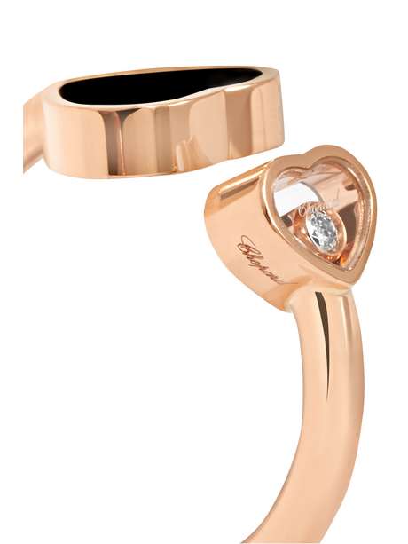 CHOPARD Happy Hearts 18-karat rose gold, diamond and onyx ring | NET-A ...