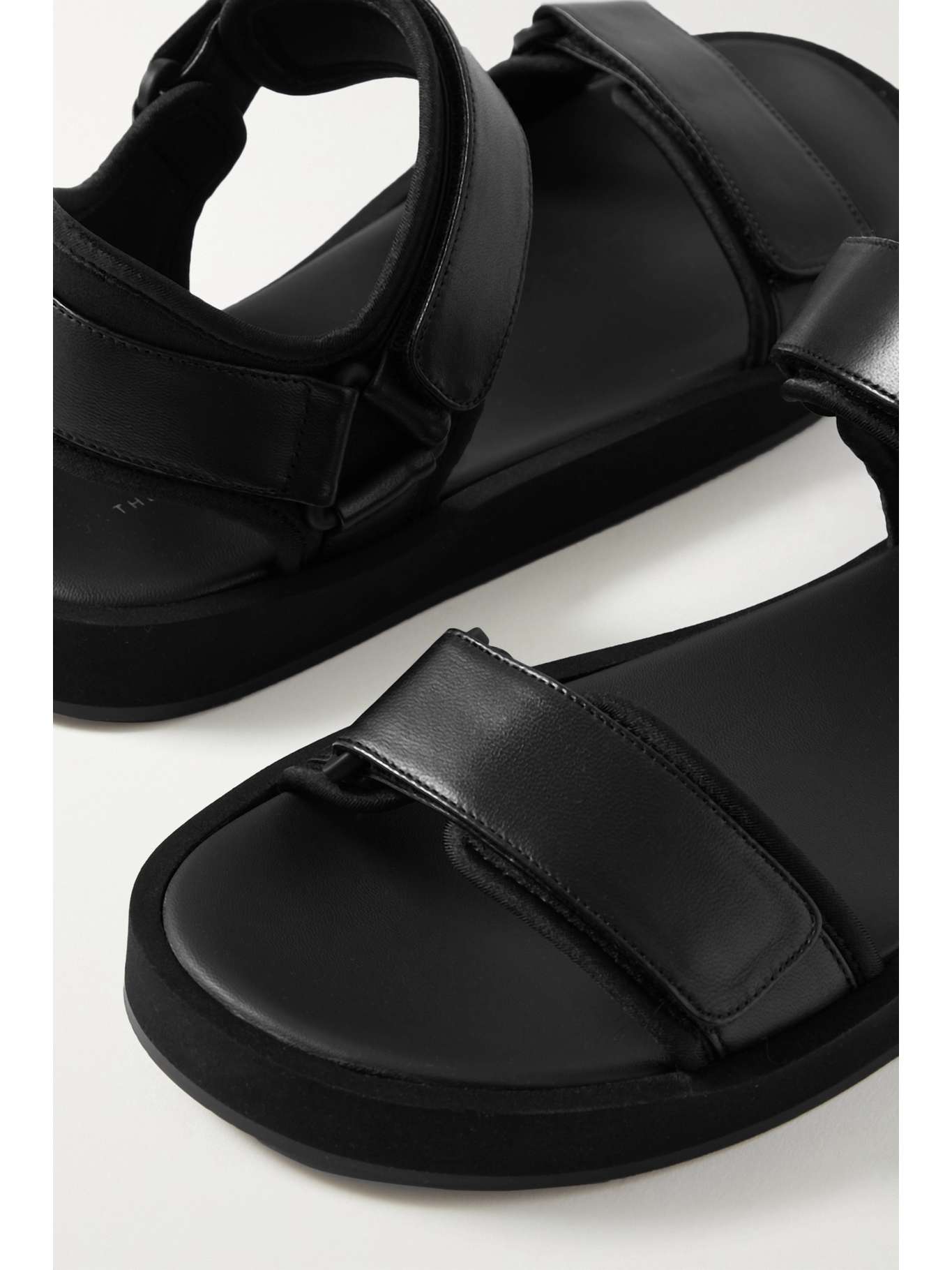 Black Hook and Loop leather and stretch sandals | THE ROW | NET-A-PORTER