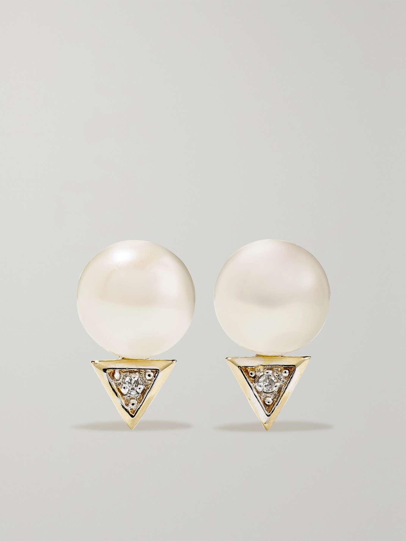 Gold 14-karat gold pearl and diamond earrings | MATEO | NET-A-PORTER