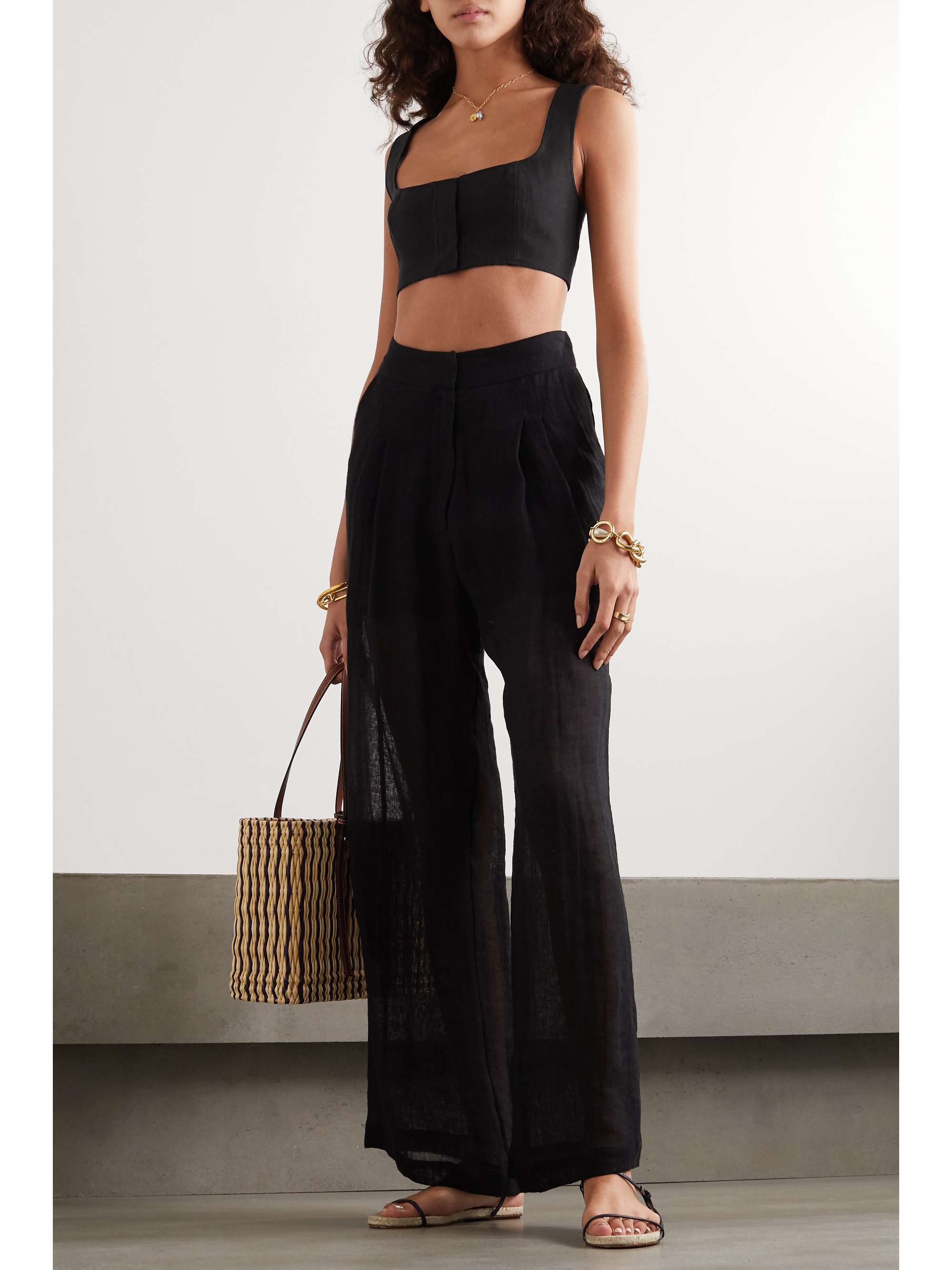 LE KASHA Jirja cropped linen top | NET-A-PORTER