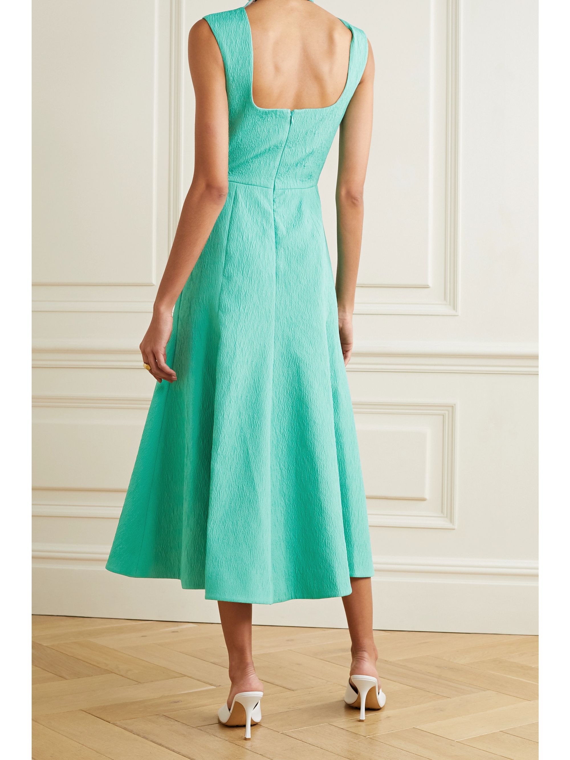 Turquoise Iago cutout pleated cloqué maxi dress | EMILIA WICKSTEAD ...