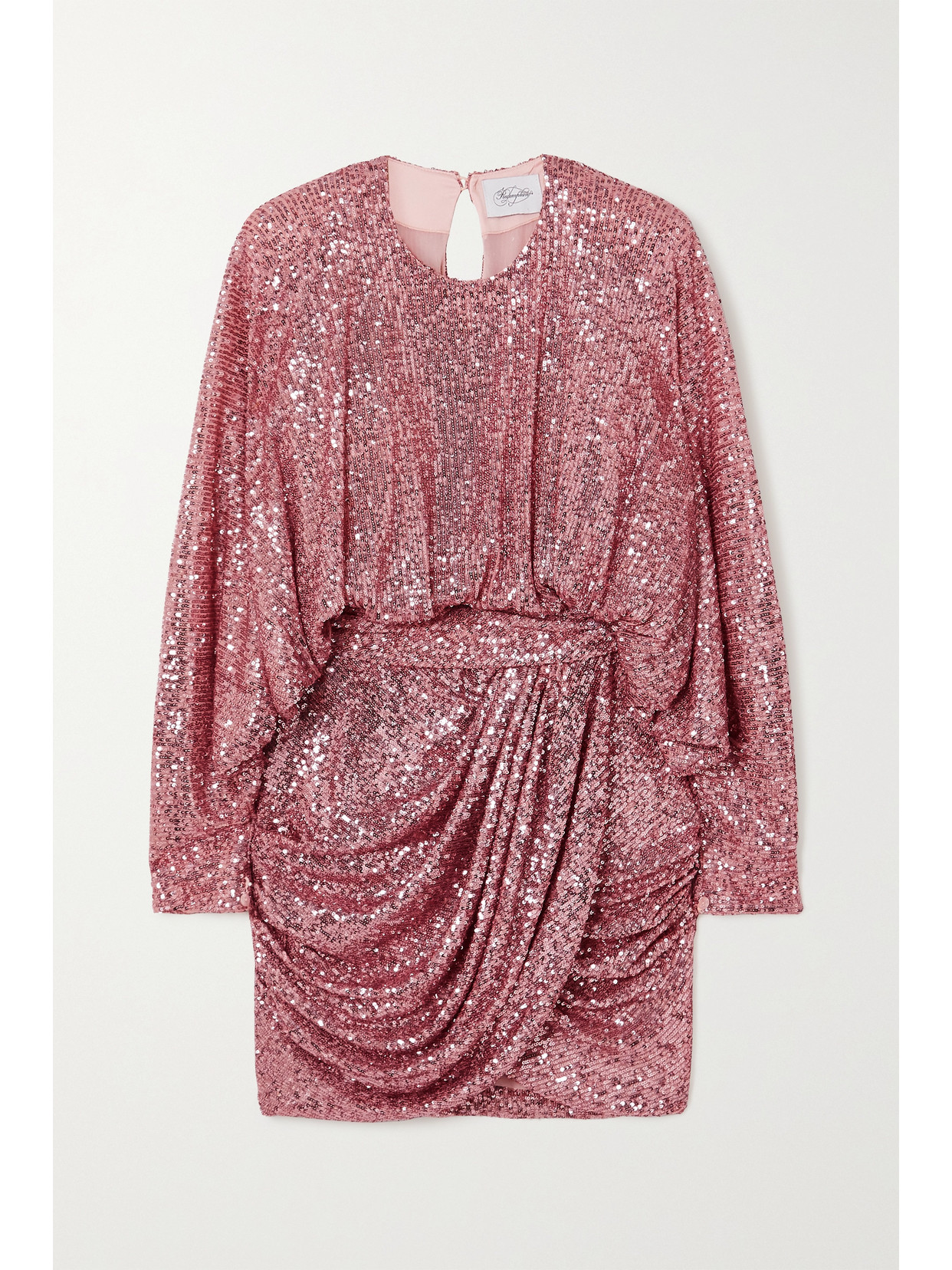 Redemption Draped Sequined Chiffon Mini Dress In Neutrals | ModeSens