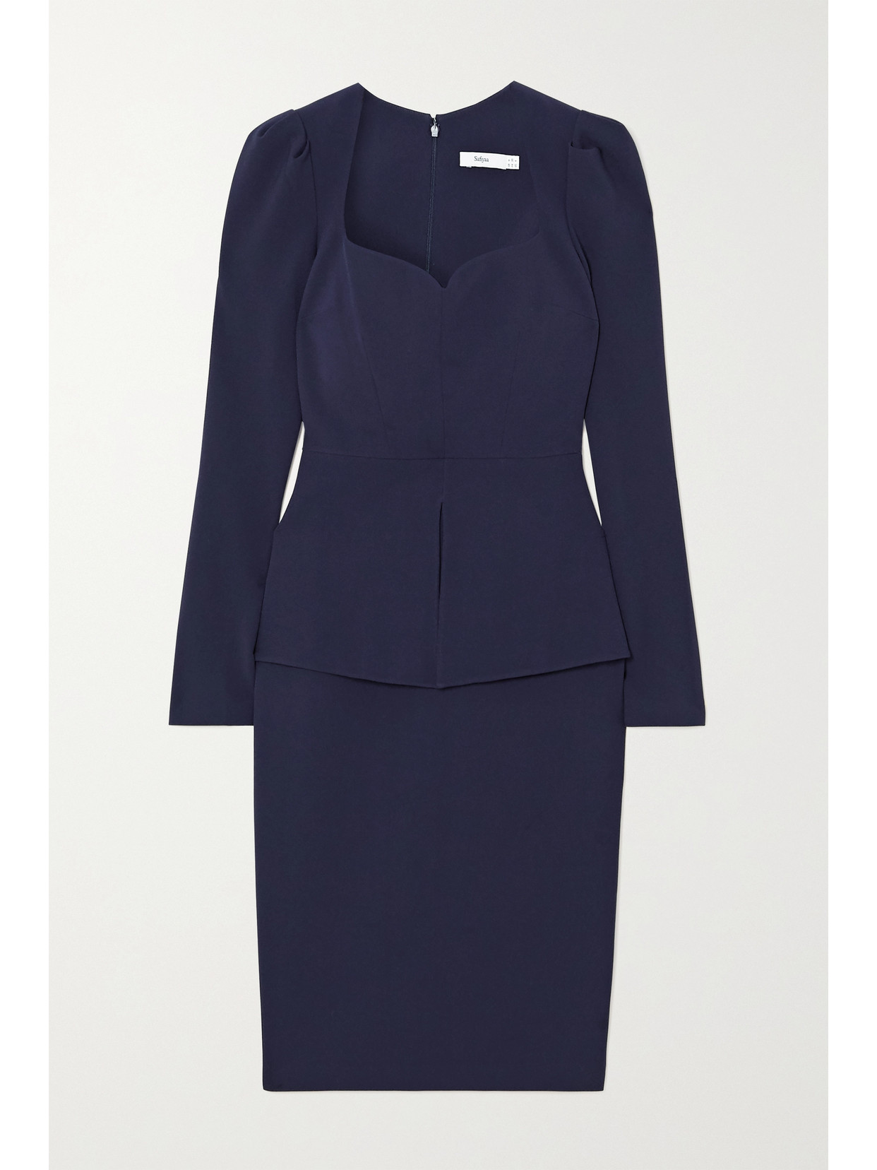 Safiyaa Kaleisha Belted Crepe Midi Dress In Blue | ModeSens