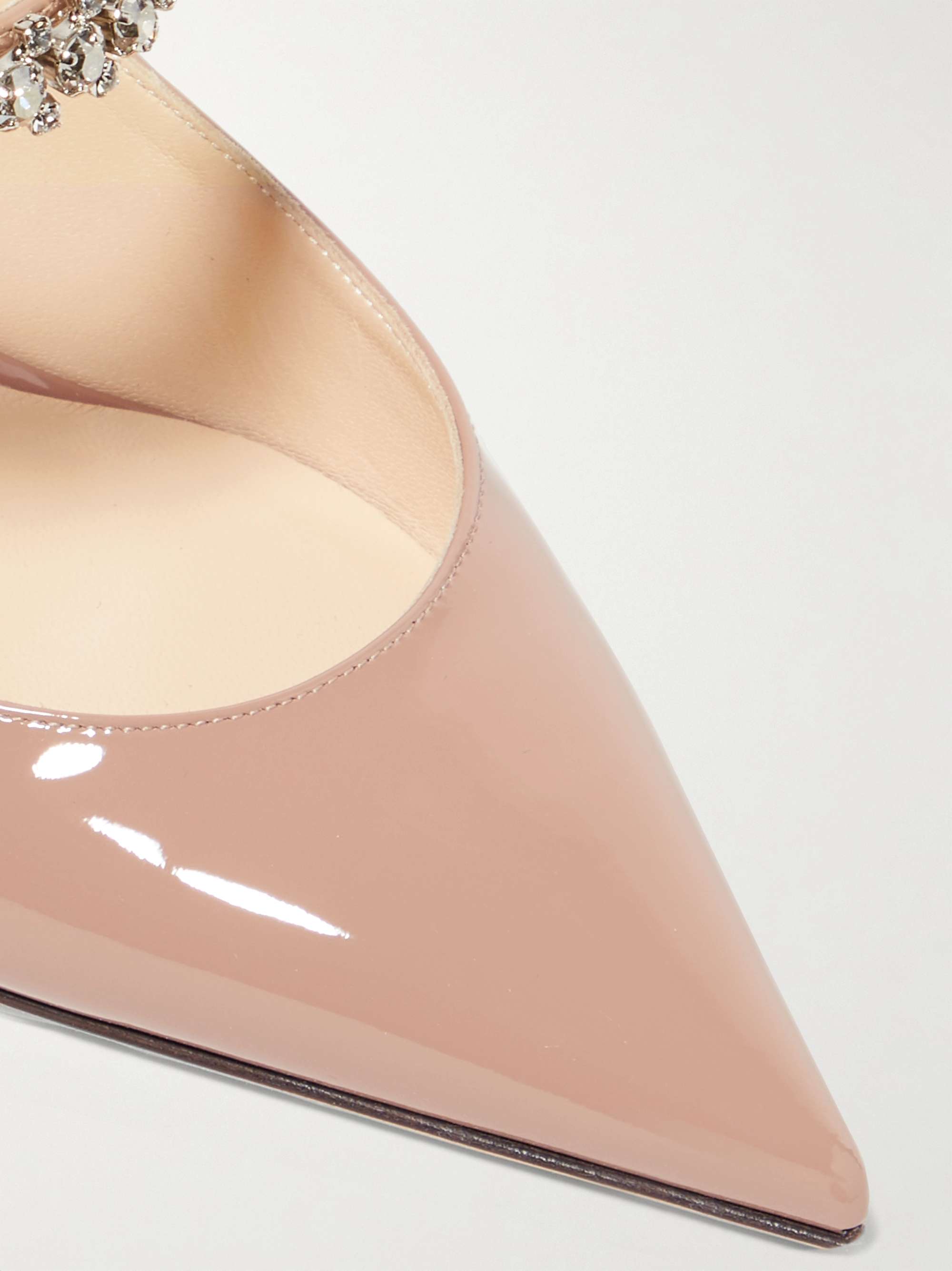 JIMMY CHOO Bing 100 crystal-embellished patent-leather mules | NET-A-PORTER