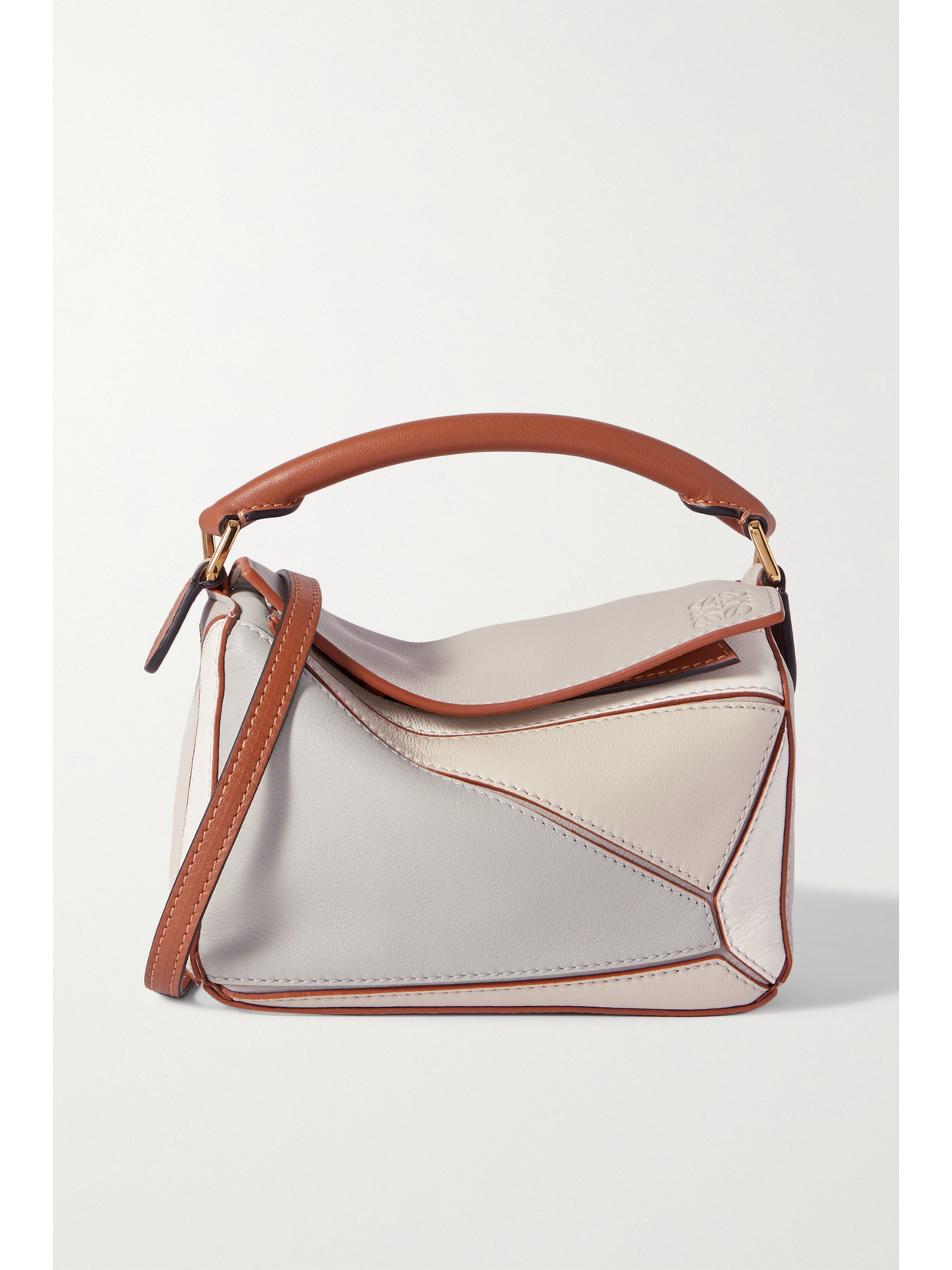 Loewe Puzzle Mini Color-block Leather Shoulder Bag In White | ModeSens